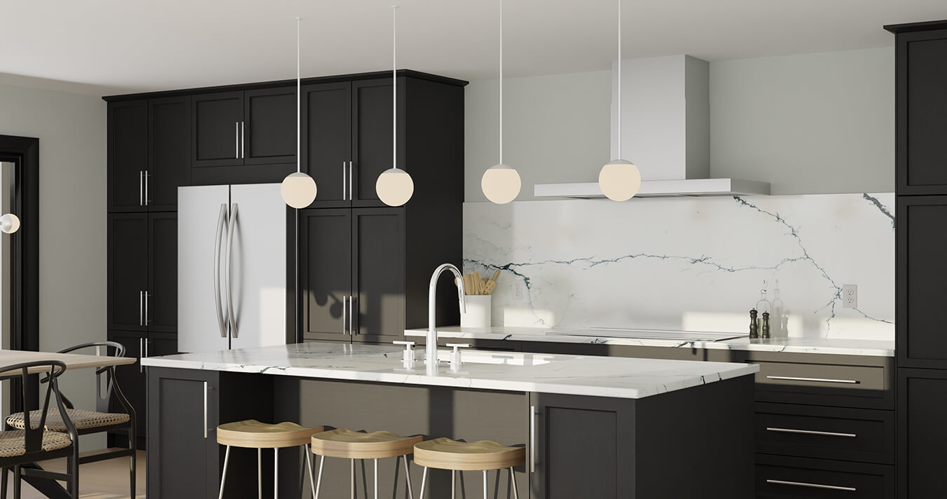 Laholm Black and Velina Quartz Kitchen